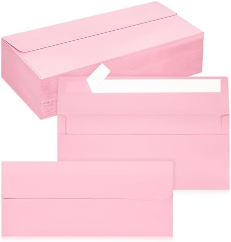 Amazon.com : 100 Pack #10 Business Envelopes, Self Seal Standard Pink ...