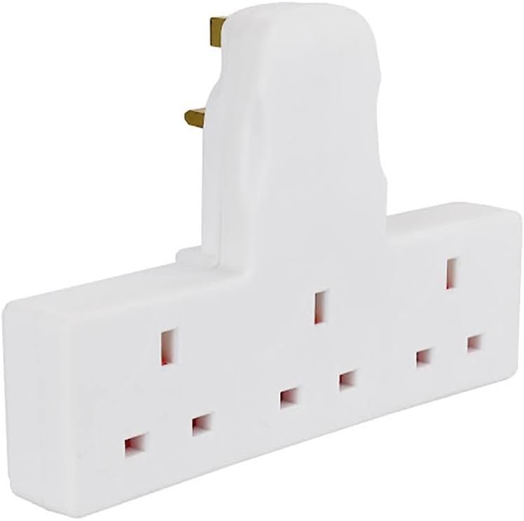 3 Way Triple Gang UK 3 Pin Multi-Socket Plug Extension Mains Adaptor ...