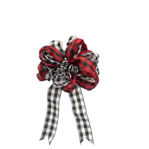 Amazon.com: Red White Buffalo Plaid Christmas Tree Topper Bow (12" Wide ...