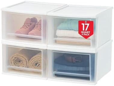 Amazon.com: Ysmiltion Large Stackable Storage Drawers, 18 Quart Plastic ...
