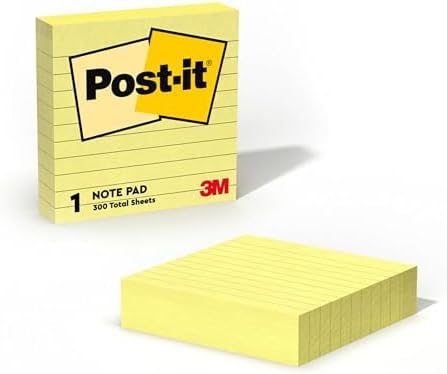 Amazon.com : Post-it Notes 3-Inch x 3-Inch Canary Yellow Lined 100 ...
