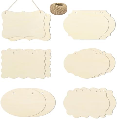 Amazon.com: 24 Pcs Unfinished Hanging Wood Sign Rectangle Wood Blank ...