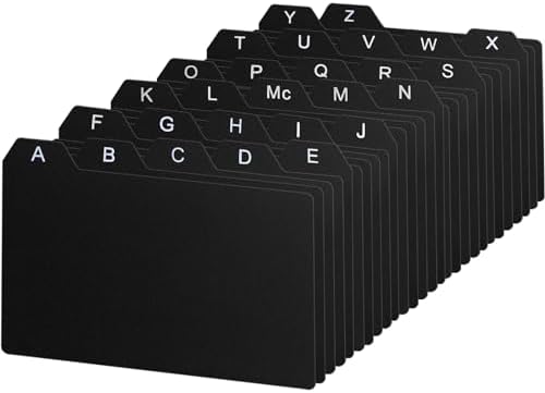 Amazon | BOOKNOW インデックスディバイダー 27個 ブラック 5 x 3.5インチ アルファベット順ファイルディバイダー ...