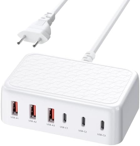 100W Multiple USB Charger, 6 Ports Charging Station (3USBA+3USBC), GaN ...