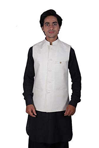 Buy Rajniti Sleeveless Solid Mens JAWAHAR Cut Jacket (Cream) at Amazon.in