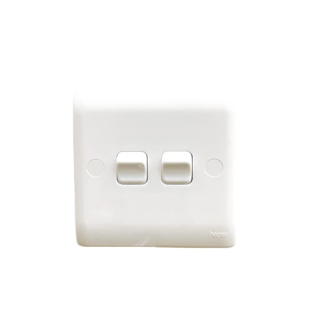 Hager - Dpuble Switch 2 Gang 2 Way Light Wall Switch 2G 2W Elegant ...