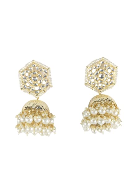 Buy Kundalam by Neha Rathore. Gold Tone Traditional Kundan & Pearls ...