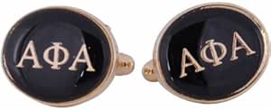 Amazon.com: Alpha Phi Alpha Cufflinks Black Gold Fraternity Greek Cuff ...
