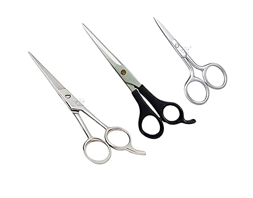 Fllik Combo of 2 Hair Cutting Scissors with 1 Beard Mustache Hair ...