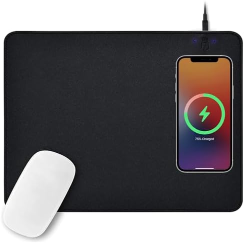 Amazon.com: Mouse Pad with Wireless Charging Leather Mousepad with QI ...