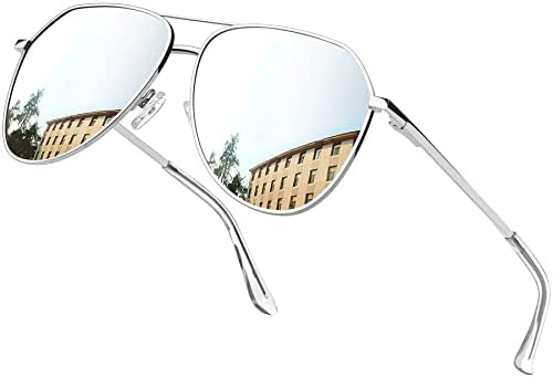 Amazon.com: Joopin Oversized Silver Aviation Sunglasses Polarized ...