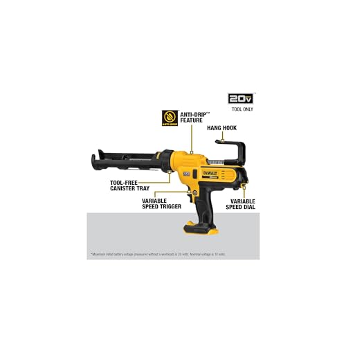 DEWALT 20V MAX Caulking Gun, Cordless, 10oz, Variable Speed Trigger ...