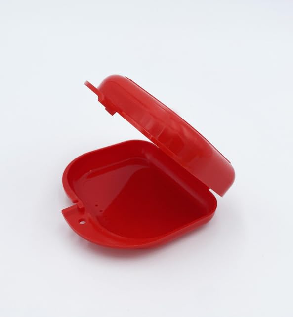 Amazon.com: Kinsive Red Denture Soaking Container Partial Denture Case ...