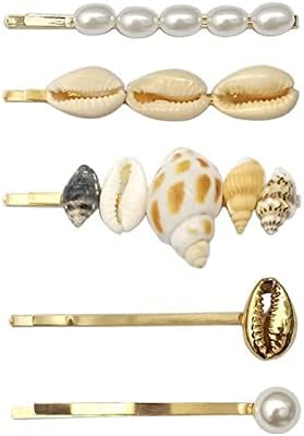 Amazon.com : A Set of Shell Seashell Embellished Hair Pin 5 Styles Hair ...