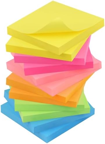 (12 Pack) ZCZN Sticky Notes 3x3 Inches, 960 Sheets 6 Bright Color Self ...