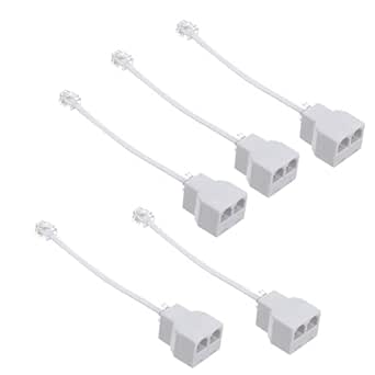 Dahszhi 5Pcs Phone Jack Splitter for Landline Telephone RJ11 6P4C 2 Way ...