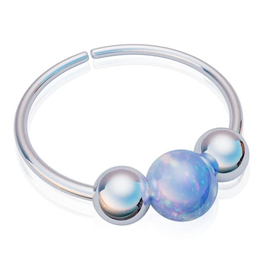 Amazon.com: Blue Opal Silver Septum Piercing Hoop 20 Gauge - 925 Silver ...