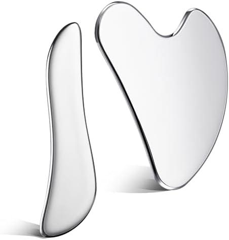 Amazon.com: 2 Pack Facial Gua Sha Tools, 304 Stainless Steel Face Gua ...
