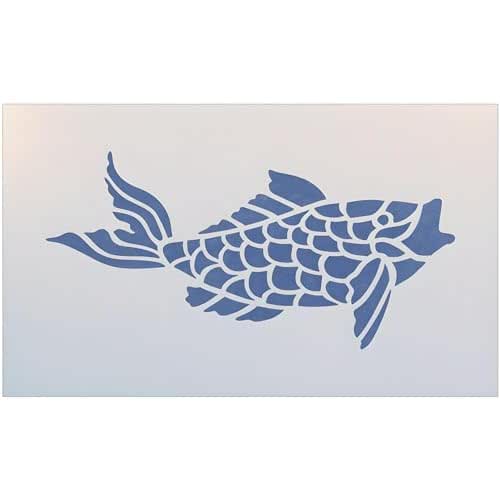 Amazon.com: Koi Stencil - 9" x 4.5" Japanese Fish Asian Oriental ...