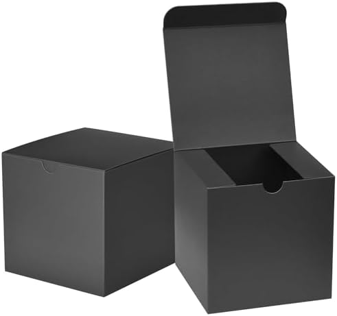 Amazon.com: Ueznea Black Gift Wrap Boxes 5x5x5” (50 Pack) Kraft Paper ...