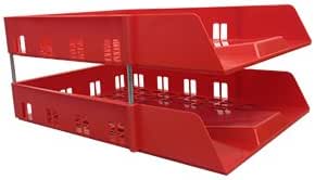 Amazon.com: Set of 10 Stacking Letter Trays Including Riser Rods - Red ...