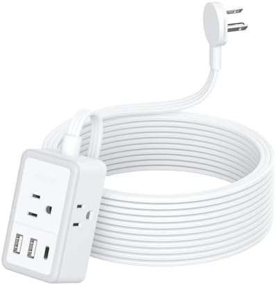 NTONPOWER Flat Extension Cord 15 Feet, Small Flat Plug Power Strip with ...