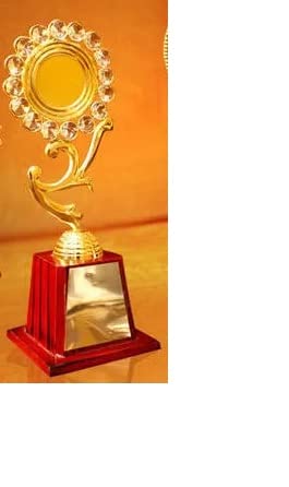 ChaN Trophy Golden Matte Finish Wood and Metal Brown Unique Wooden ...