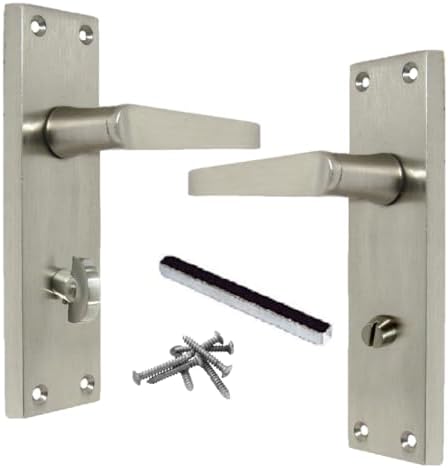 Victorian Straight Handle Bathroom WC Toilet Door Handles, Pair Satin ...