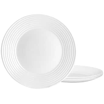 Amazon.com: Ultra Patio 4 Piece Tempered Opal Glass Dinner Plate Set in ...