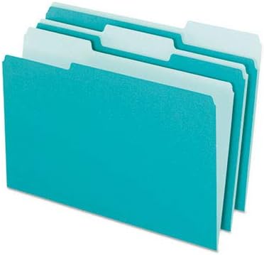 Amazon.com : Pendaflex Aqua Letter File Folders, 1/3 Cut Top Tab ...