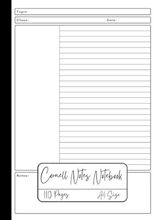 Cornell Notes Notebook: A4 Cornell Note-Taking Method Journal for ...