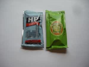 12 Individual HP Brown Sauce Sachets & 12 Heinz Salad Cream Individual ...