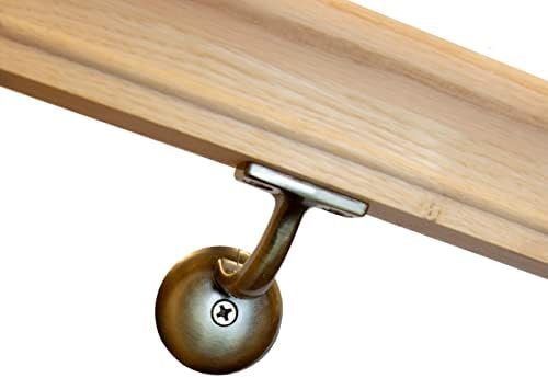 Solid Red Oak Handrail Kit with Wall Returns and Wall Mount Brackets ...