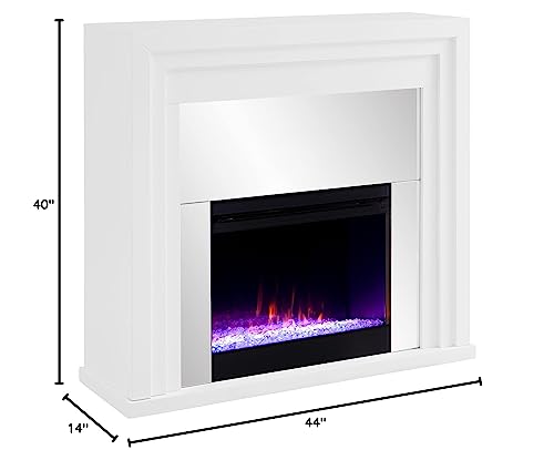 SEI Furniture Stadderly Mirrored Color Changing Electric Fireplace ...
