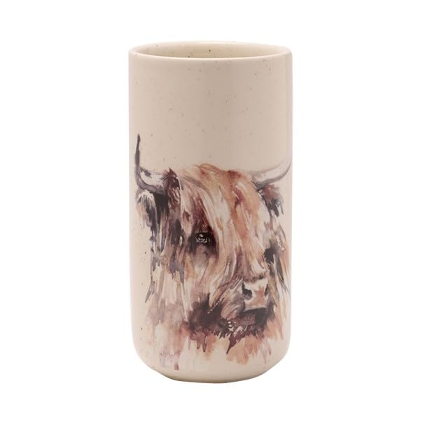 Widdop Tall Ceramic Vase – Highland Cow with Speckled Effect by Meg ...