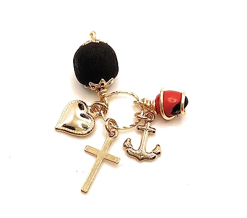 Amazon.com: Azabache Charm, Tres Gracias Dije, Three Charm, Gold Plated ...