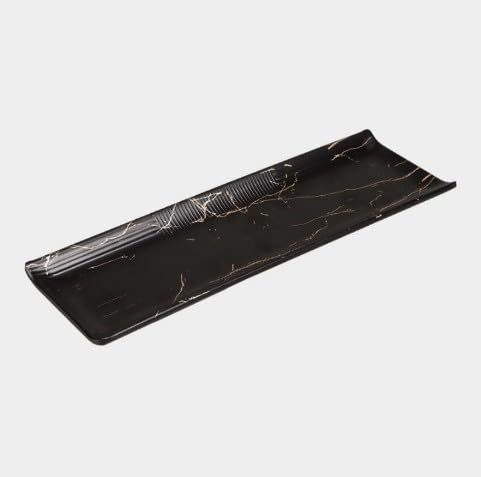 Buy Black Melamine Platter Rectangular Shape with Black and Gold Marble Print, Long Serving Tray ...