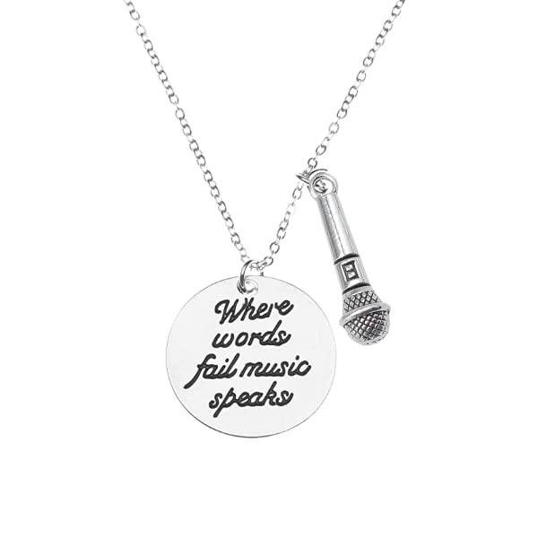 Amazon.com: Microphone Necklace, Where Words Fail Music Speaks Jewelry ...