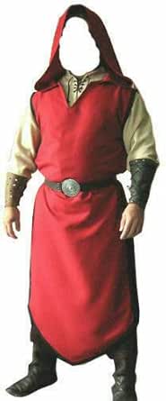 Amazon.com: Medieval Costumes Theater Knight Crusader Tunic Red Cape ...