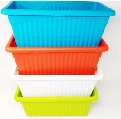 GOD OF GOODS (Pack of 4 Jupiter Rectangular Plastic Pots for Plants ...