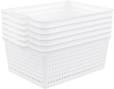 Kiddream Large Storage Baskets, Plastic White Baskets Set of 6 : Amazon ...