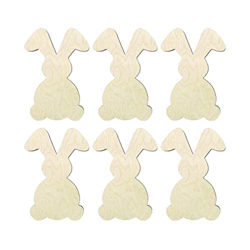 Amazon.com: 6 Pack of 3 inch Bunny Rabbits shaped cutouts, Rabbit Wood ...