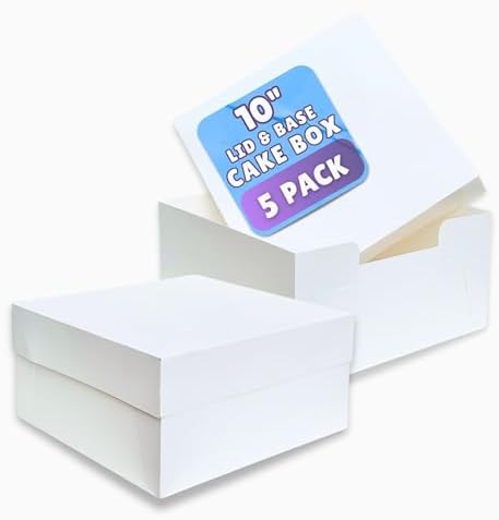 PACK N TRADE White 10 Inch Cake Box, Pack of 5 Square Cardboard Cake ...