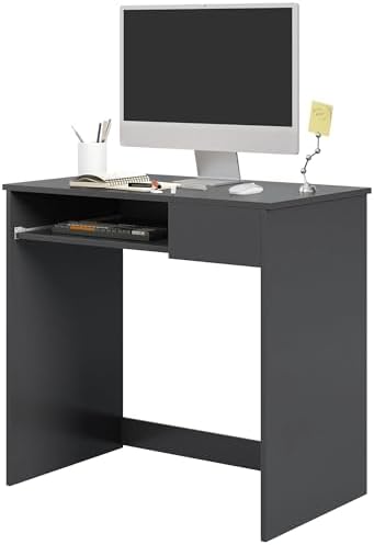HOMCOM Compact Computer Table with Keyboard Tray Drawer Study Office ...