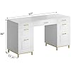 Amazon.com: MaverickFurni 57” Executive Desk with 7 Drawers, White ...