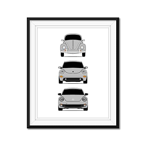 Amazon.com: Custom Car Posters History of Volkswagen Beetle Generations ...
