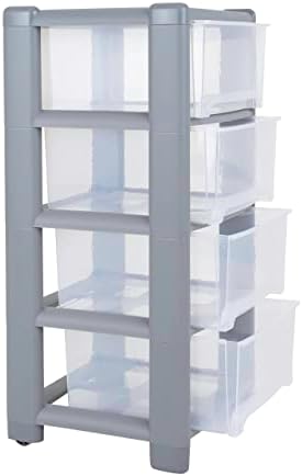 Wham 1x Deep (4 x 20L) A4 Drawers Plastic Storage Tower Unit Storage ...