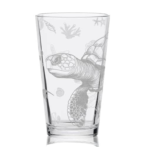 Amazon.com: SEA TURTLE Engraved Beer Pint Glass | Great Nautical ...