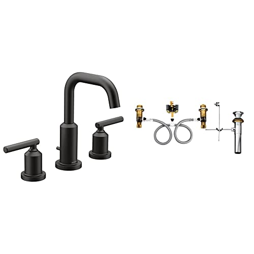 Moen T6142BL-9000 Gibson Two-Handle Widespread Bathroom Faucet with ...