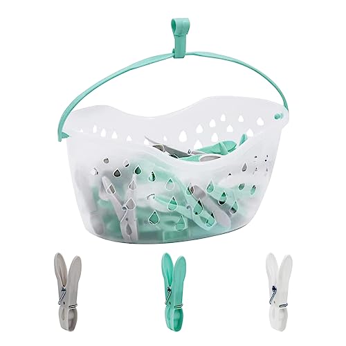 Flatro 36 Pegs for Washing Line with Hanging Basket | Heavy Duty ...